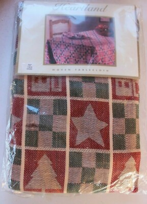 Avon Home Fashions Heartland Christmas Woven Tablecloth 70" Round | eBay