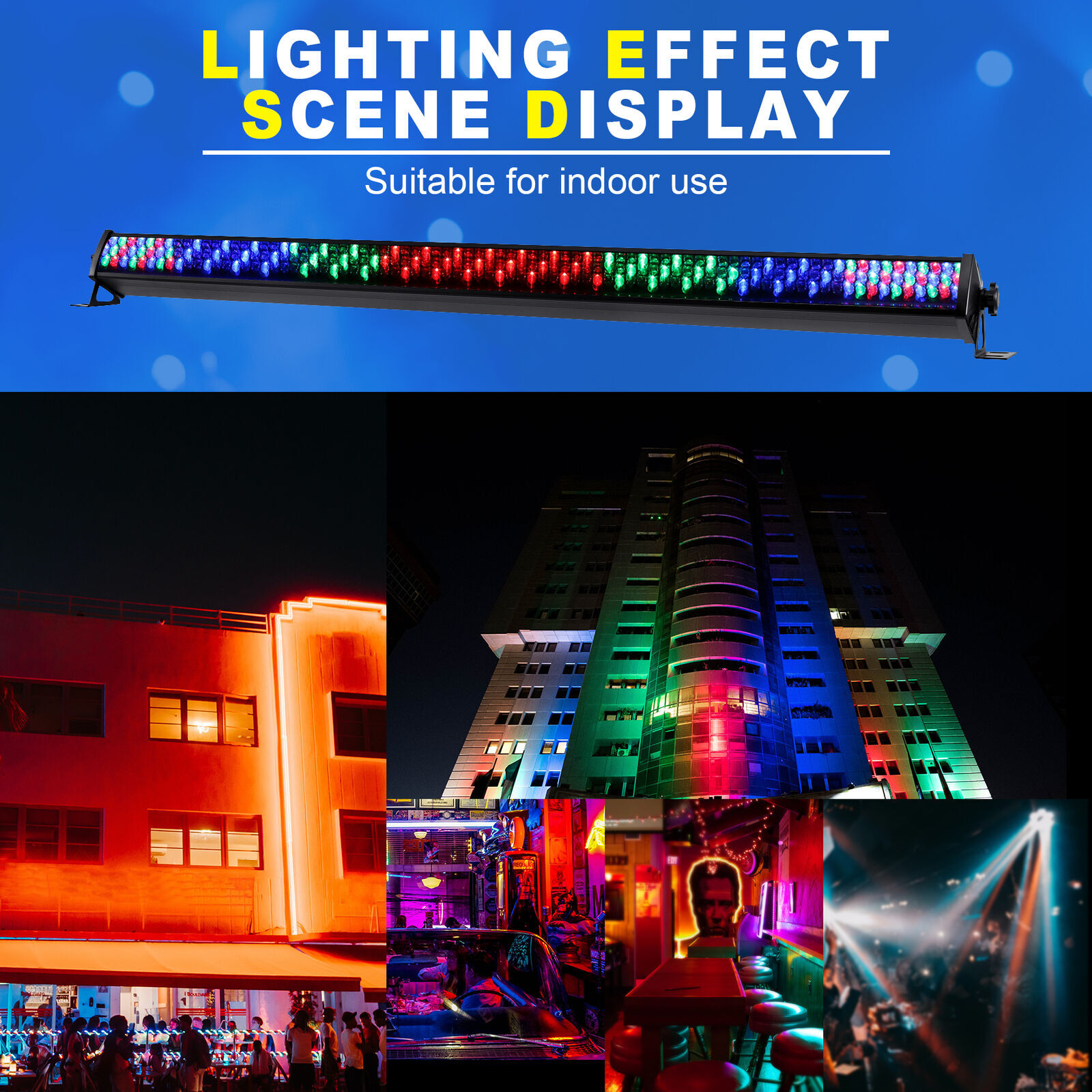 RGB Wall Wash Light Bar 336 LED DMX Stage DJ Beam Lighting Disco Party ...