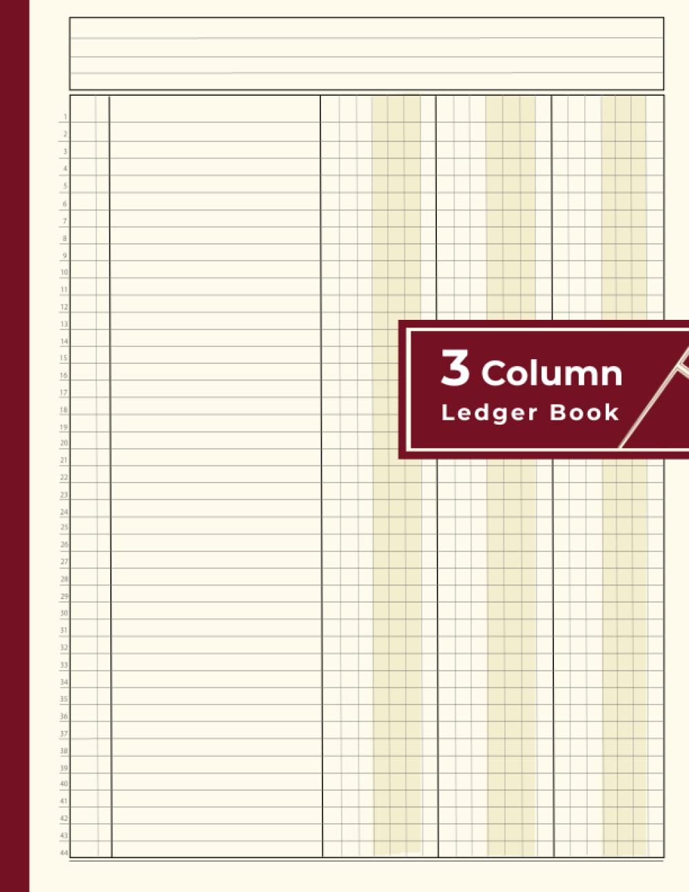 3 Column Ledger Book: Accounting and Bookkeeping Work Journal ...