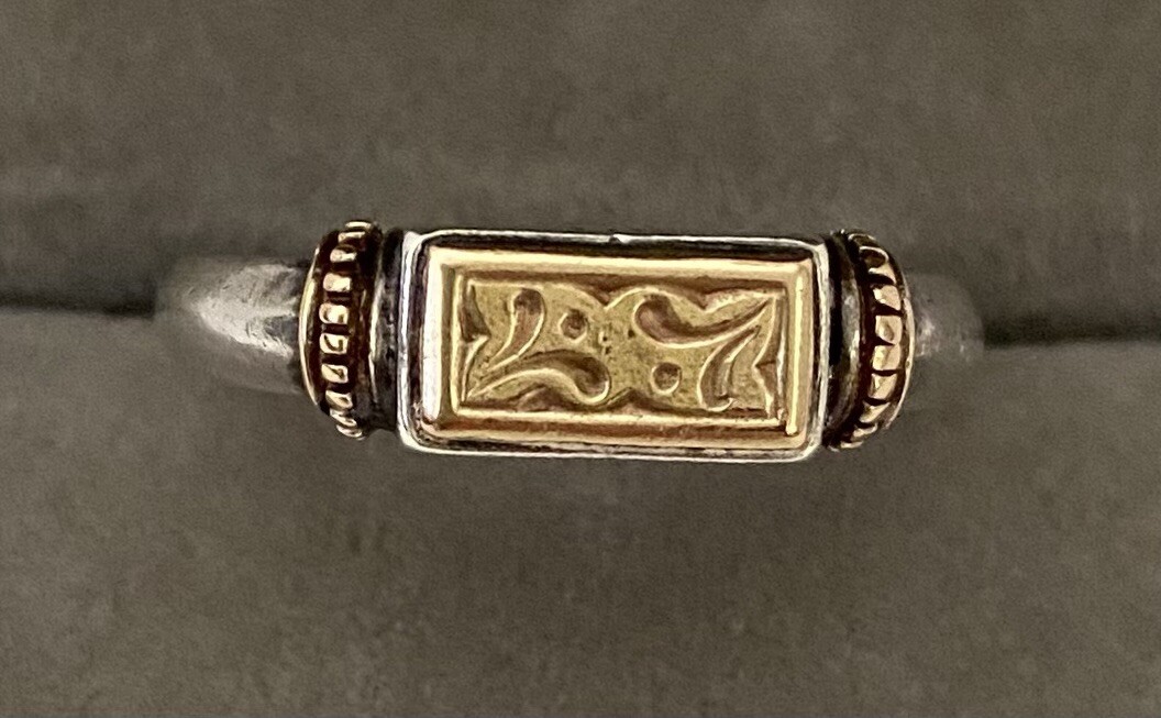 Unique Greek Leaf Sterling Silver Ring With 14k Gold … - Gem
