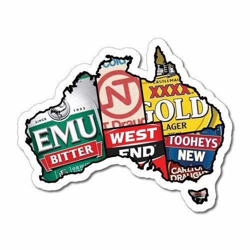 Aussie Beer Map Sticker / Decal - Beer Bar Mancave Emu Export Ute VB ...