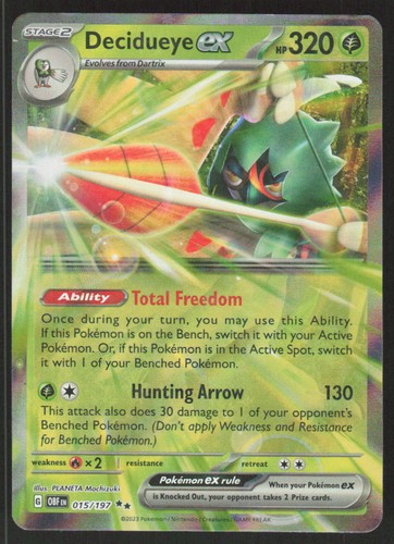Pokemon TCG SV03: Obsidian Flames #015/197 Decidueye ex LP | eBay