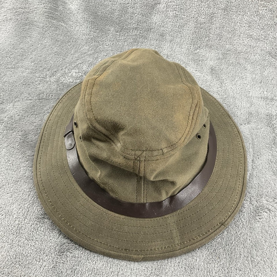 Vintage C.C. Filson Hat Mens Canvas Tin Cloth Packer Leather Trim ...