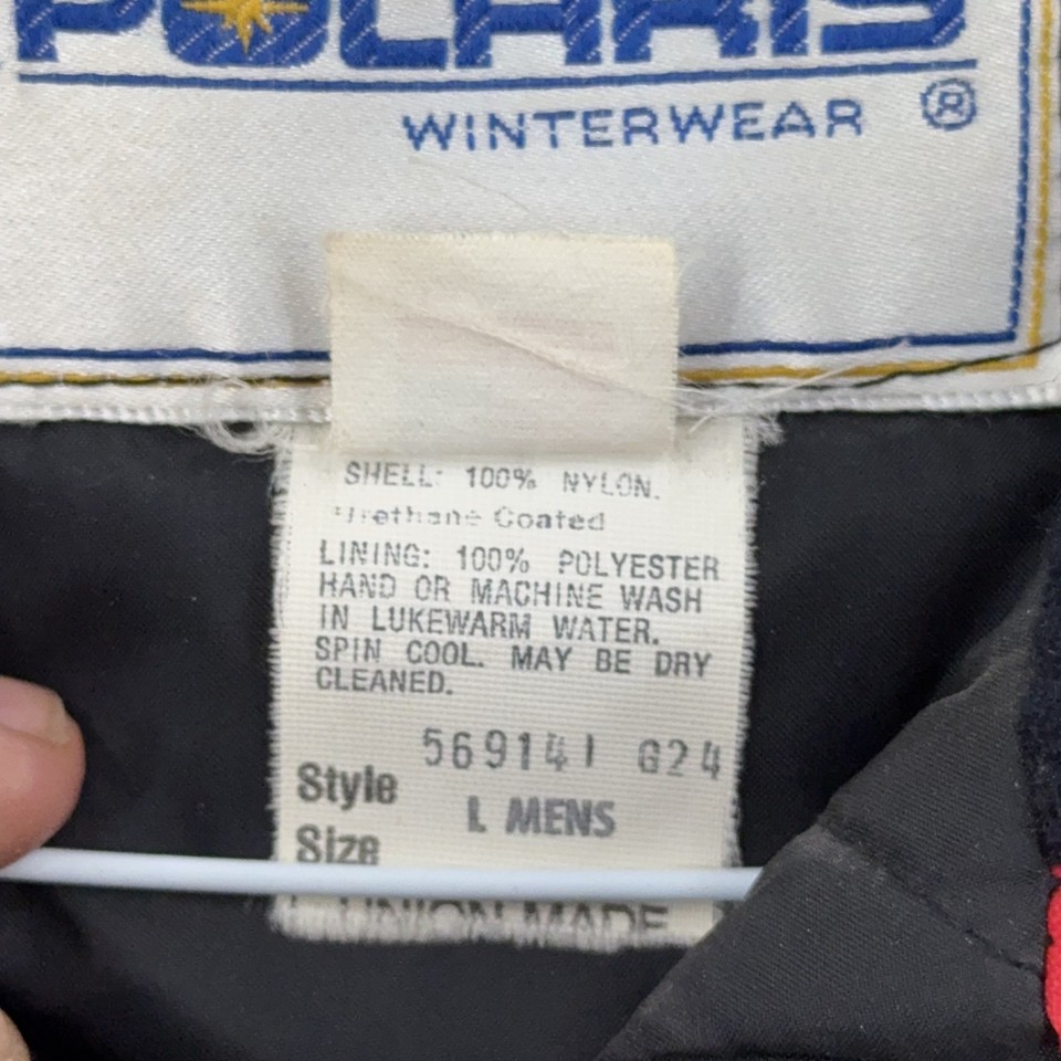 Vintage Polaris Jacket Mens Large Red Gray Winterwear Nylon Snowmobile ...