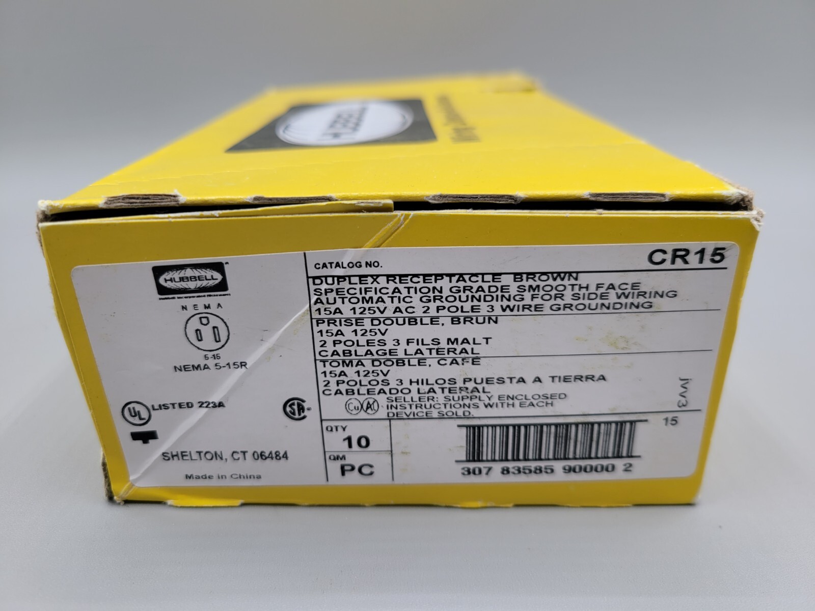 Lot of 10 Hubbell CR15 Brown Duplex Receptacle 15A 125V 2-Pole 3-Wire ...