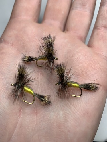 Eire Trout Flies Uk - X3 Yellow Humpy Dry Wulff Irish Mayfly Trout Fly Size 10 | eBay