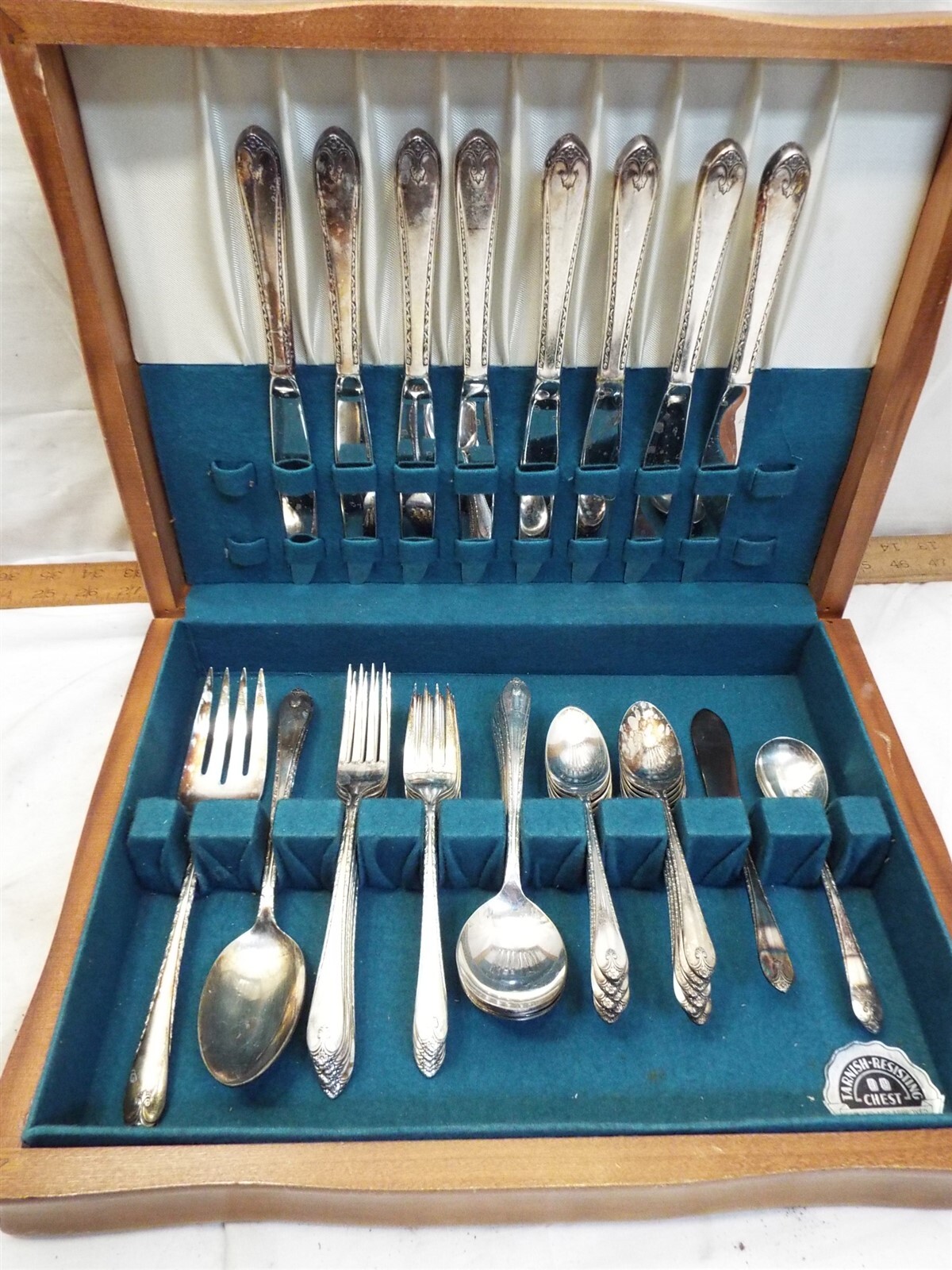 52 pc Set Wm Rogers Silver Plate Flatware Exquisite Pattern Silverplate ...