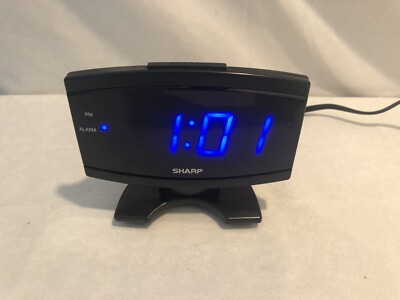 Sharp Digital Alarm Clock with Blue LED Display - Compact Size | eBay