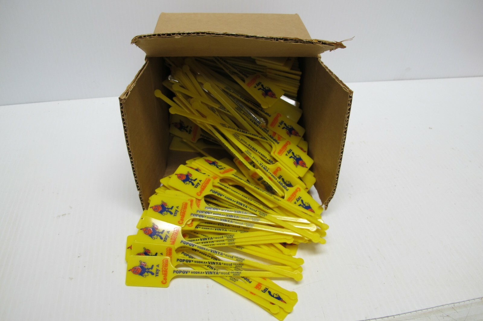Box 500 Vintage Corkscrew~POPOV~Vodka-VINYA Rose-OJ Stirrers/Swizzle ...