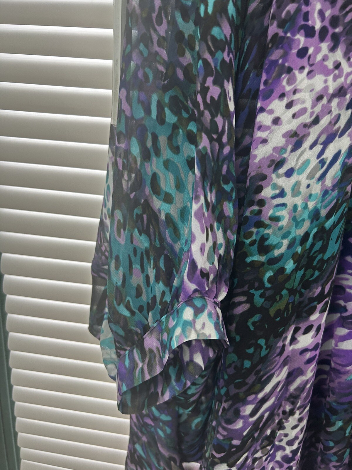 Colorful Cropped Poncho Shirt Top Jennifer Lopez Size L Purple Layered ...