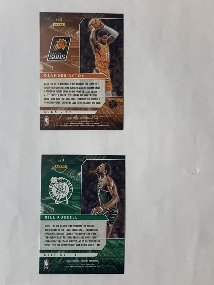 2021-22 Donruss Basketball Deandre Ayton Power & Bill Russell In The ...