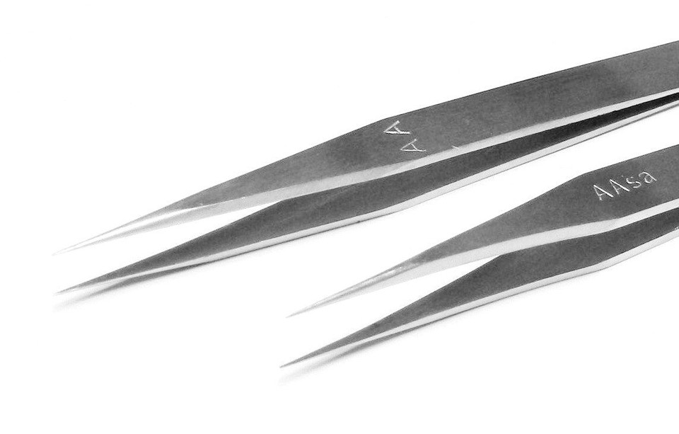 Tweezers AA Stainless Steel ANTI-MAGNETIC -SET of 2 Quality Fine Tip ...