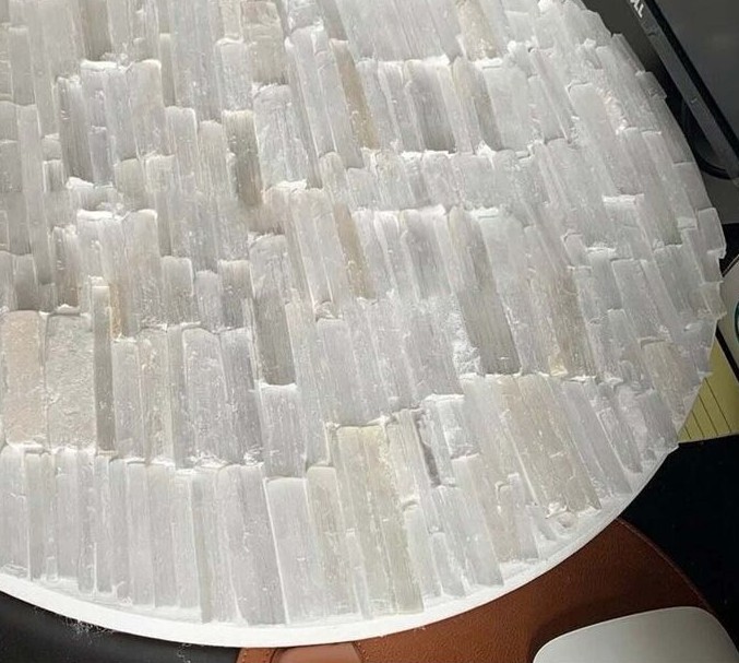 Round Selenite Coffee Table Tops, Handmade Furniture, Selenite Gemstone ...