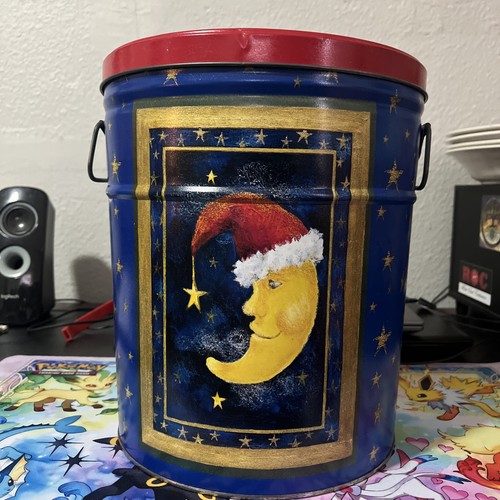 Vintage Moon with Nightcap Popcorn Tin Metal Container with Handle ...