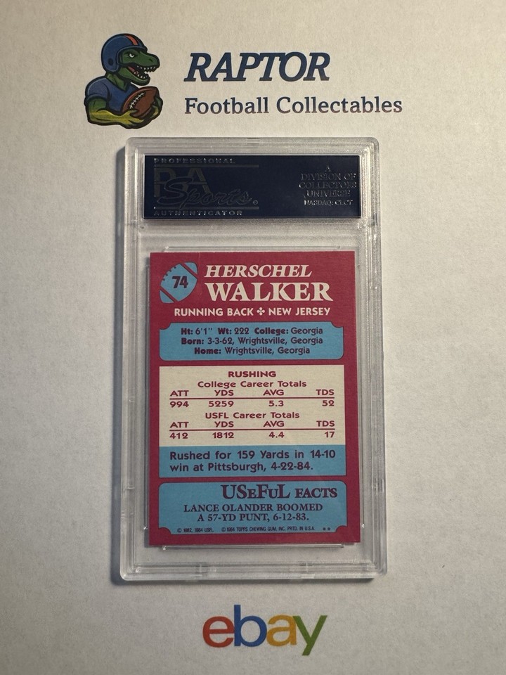 1984 Topps USFL - Herschel Walker #74 (XRC) - PSA 8 (NM-MT) | eBay