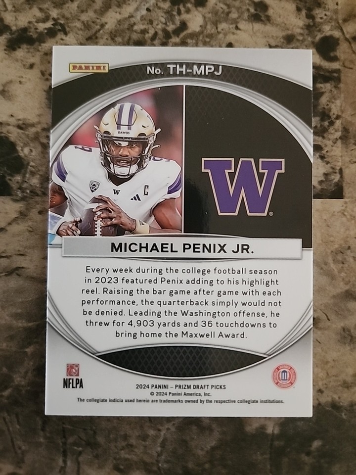 2024 Panini Prizm Draft Picks - Trophy Hunting Michael Penix Jr. #TH ...