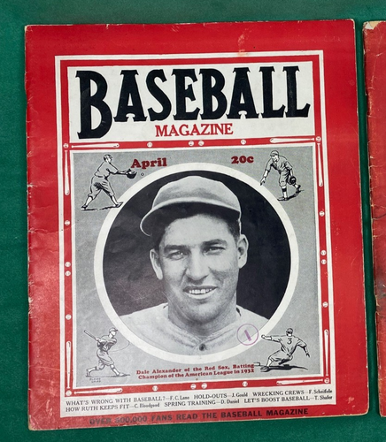 RARE Vintage April 1933 "Baseball Magazine" Dale Alexander on Cover EXC ...