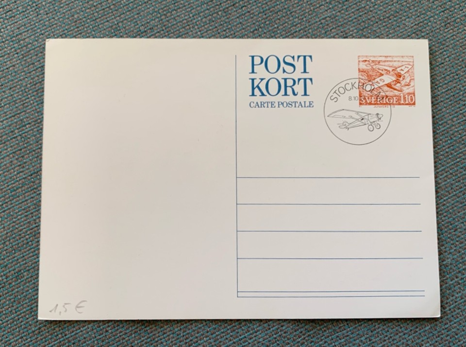 Sweden Sverige 1977 unused postal stationery postcard Junkers Charles Lindbergh | eBay