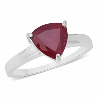 Natural Ruby Solitaire Ring in Platinum Over Sterling Silver (Size 8.0 ...