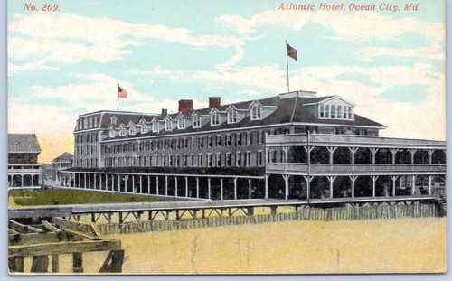Postcard MD Ocean City Maryland Atlantic Hotel Beach P12F | eBay