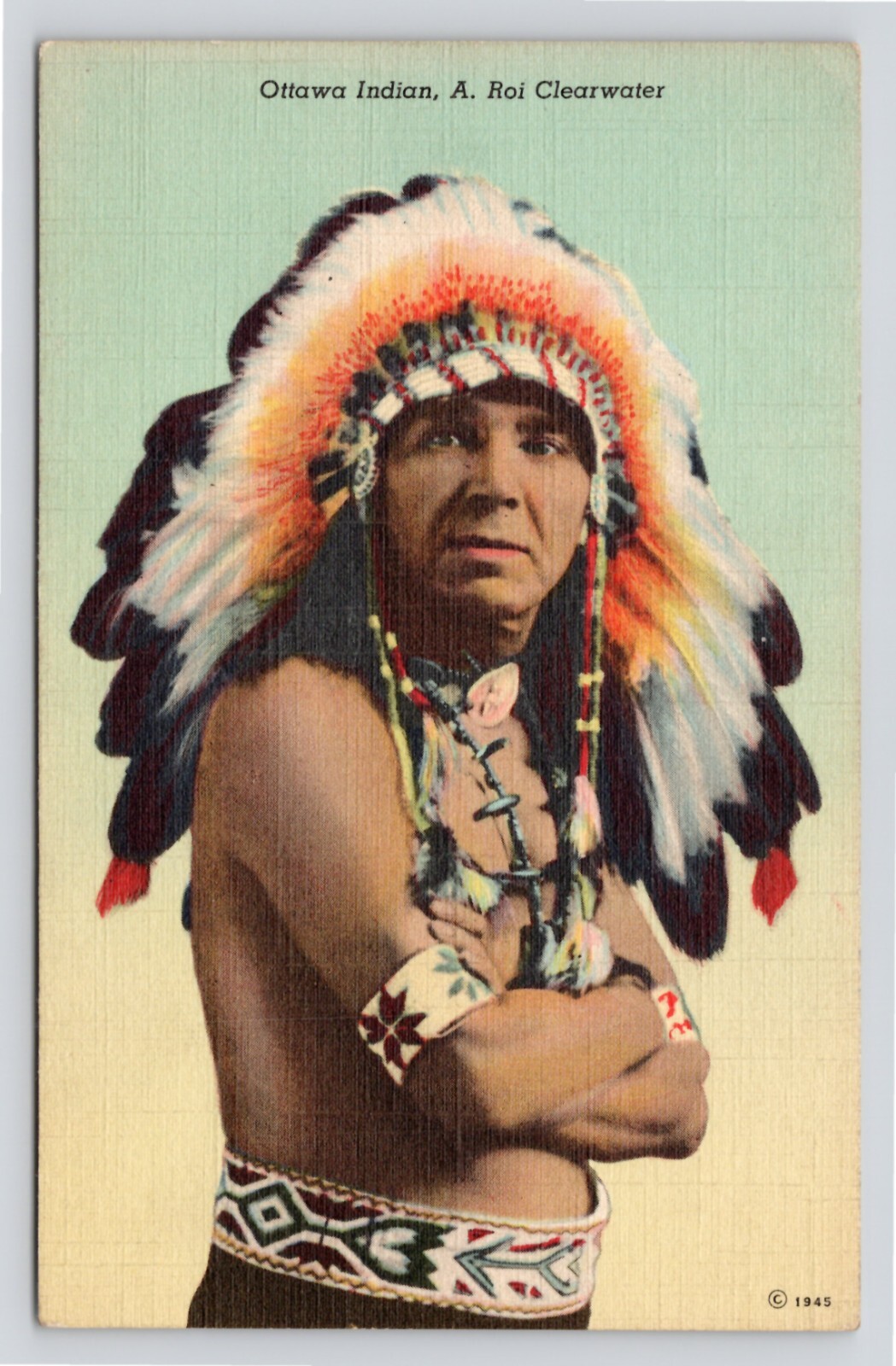 Native American Ottawa Indian A Roi Clearwater Headdress VTG Unused ...