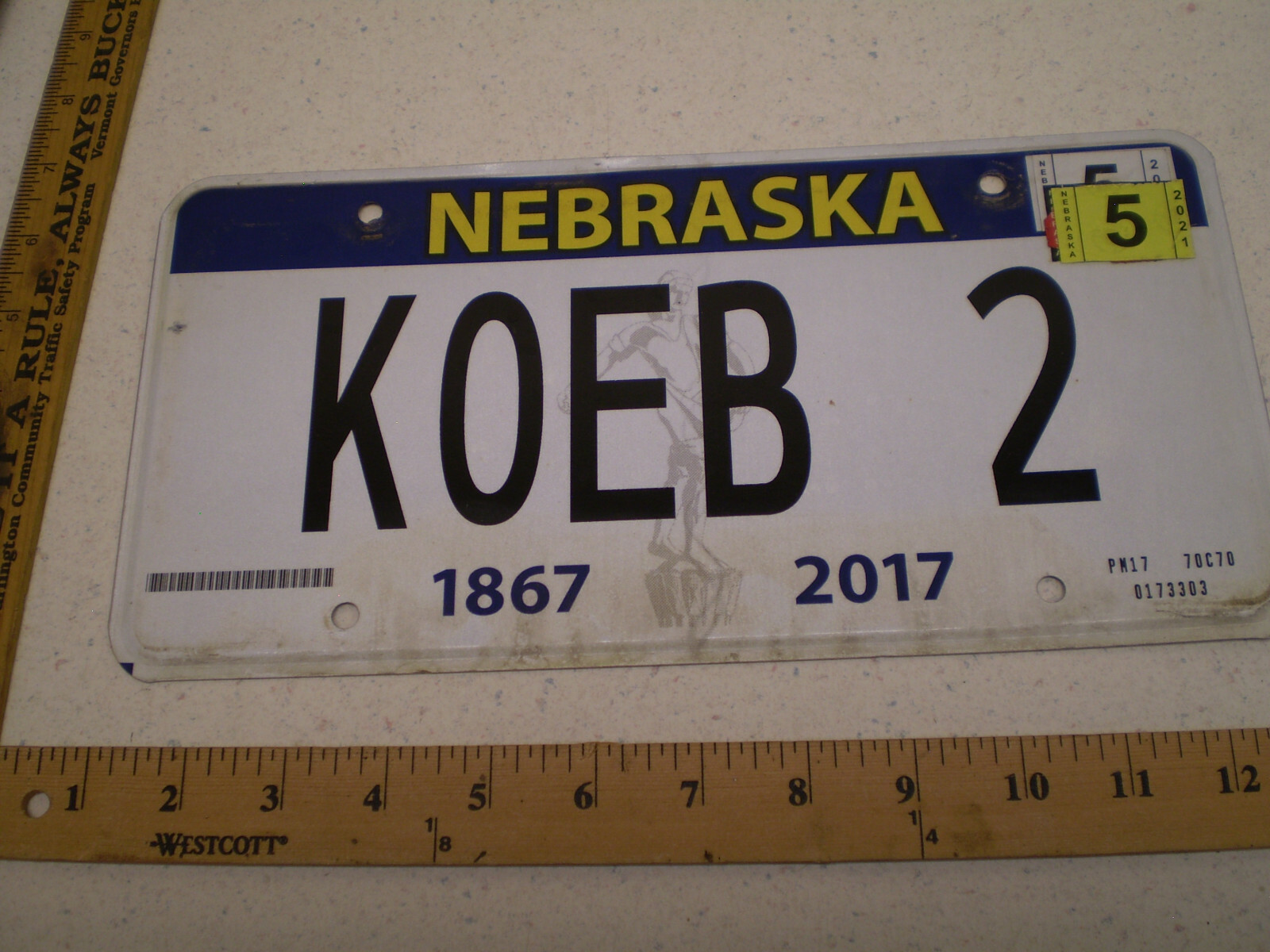 2017 17 NEBRASKA NE VANITY LICENSE PLATE KOEB 2 NAME SURNAME LAST NAME ...