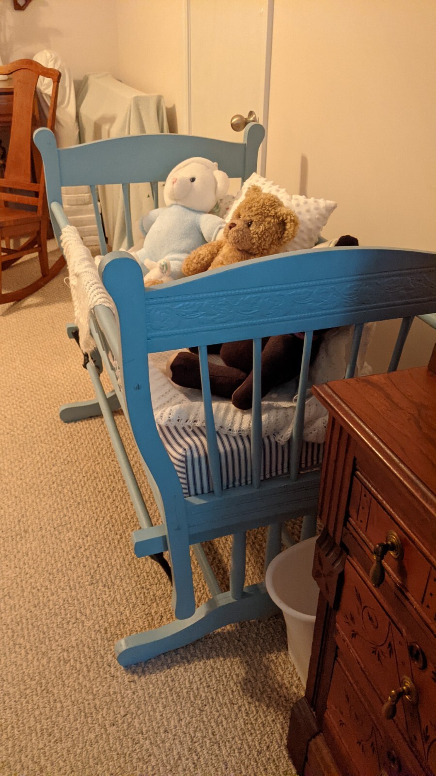 Antique CRADLE * PICK UP ONLY* Sears Roebuck blue with mattress South ...