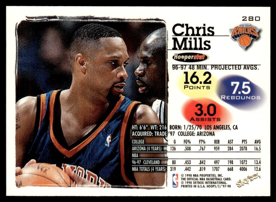 1997-98 Hoops Chris Mills New York Knicks #280 | eBay