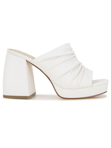 KENNETH COLE NEW YORK Womens White 1" Platform Anika Heeled Mules Shoes ...