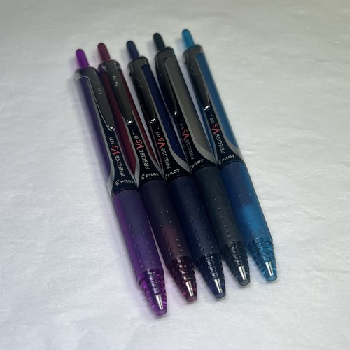Set 5 Pilot Precise V5 Retractable Rolling Ball Pen 0.5mm X-Fine Office ...
