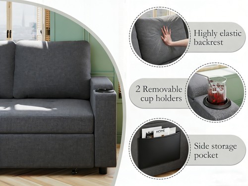 Gunji L-Shaped Corner Sofa Bed 3 Seater Pull Out Sleeper Sofa with ...