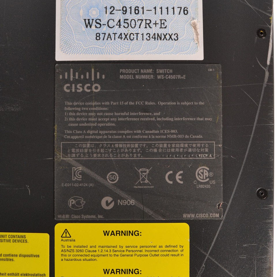 Cisco WS-4507R+E Catalyst 4500E 7 slot Switch Chassis 48Gbps/slot No ...