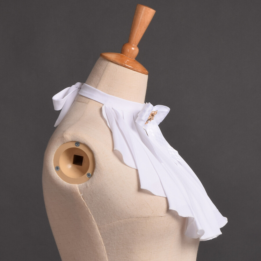 Vintage Women Neck Collar Ruffle Collar Jabot With Bowknot Pins Punk ...