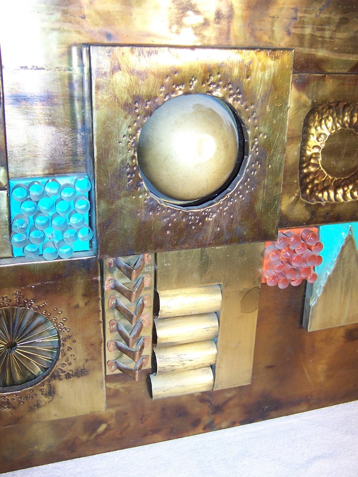 Vintage Original Mid-Century Modern Polychrome Brass Metal Wall Art ...