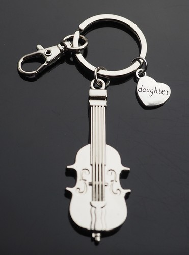 Violin Bass Cello Charms Keychain Clip Musician Band - Daughter Heart ...