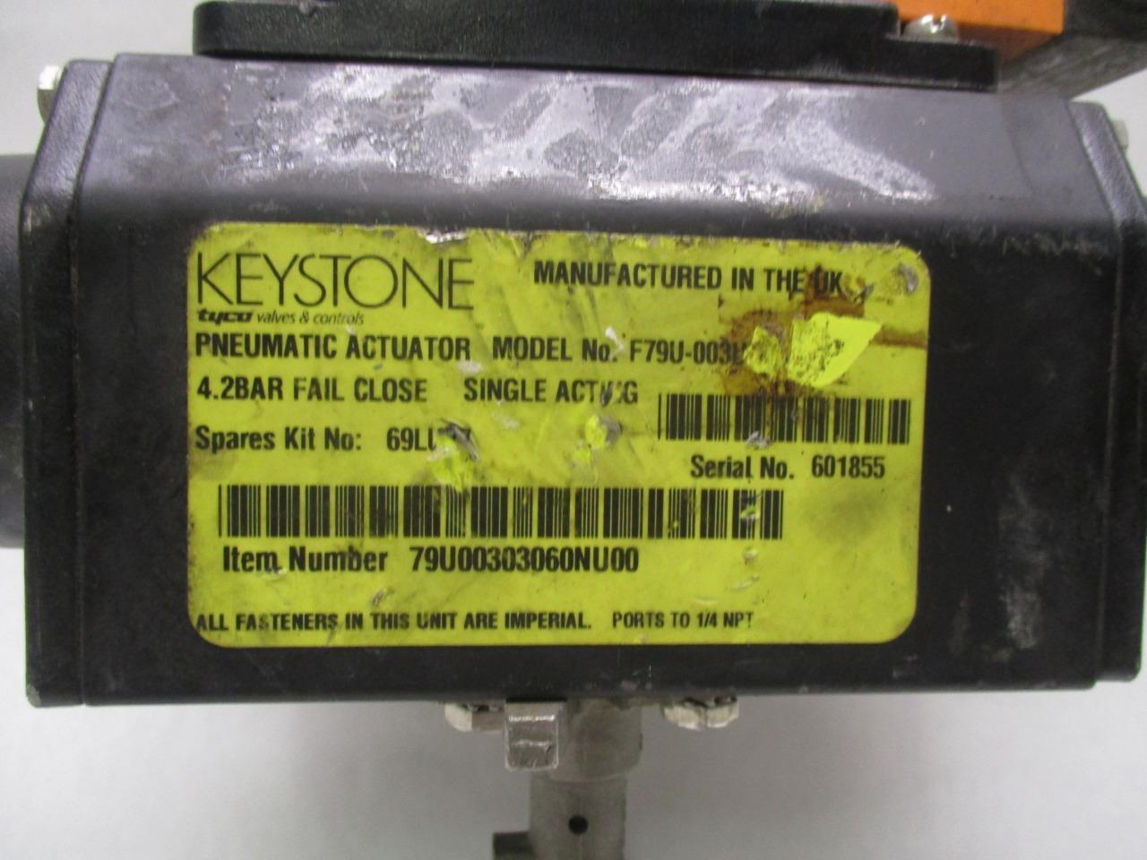 Keystone Model F79U-003U Single Acting Pneumatic Actuator w/ Butterfly ...