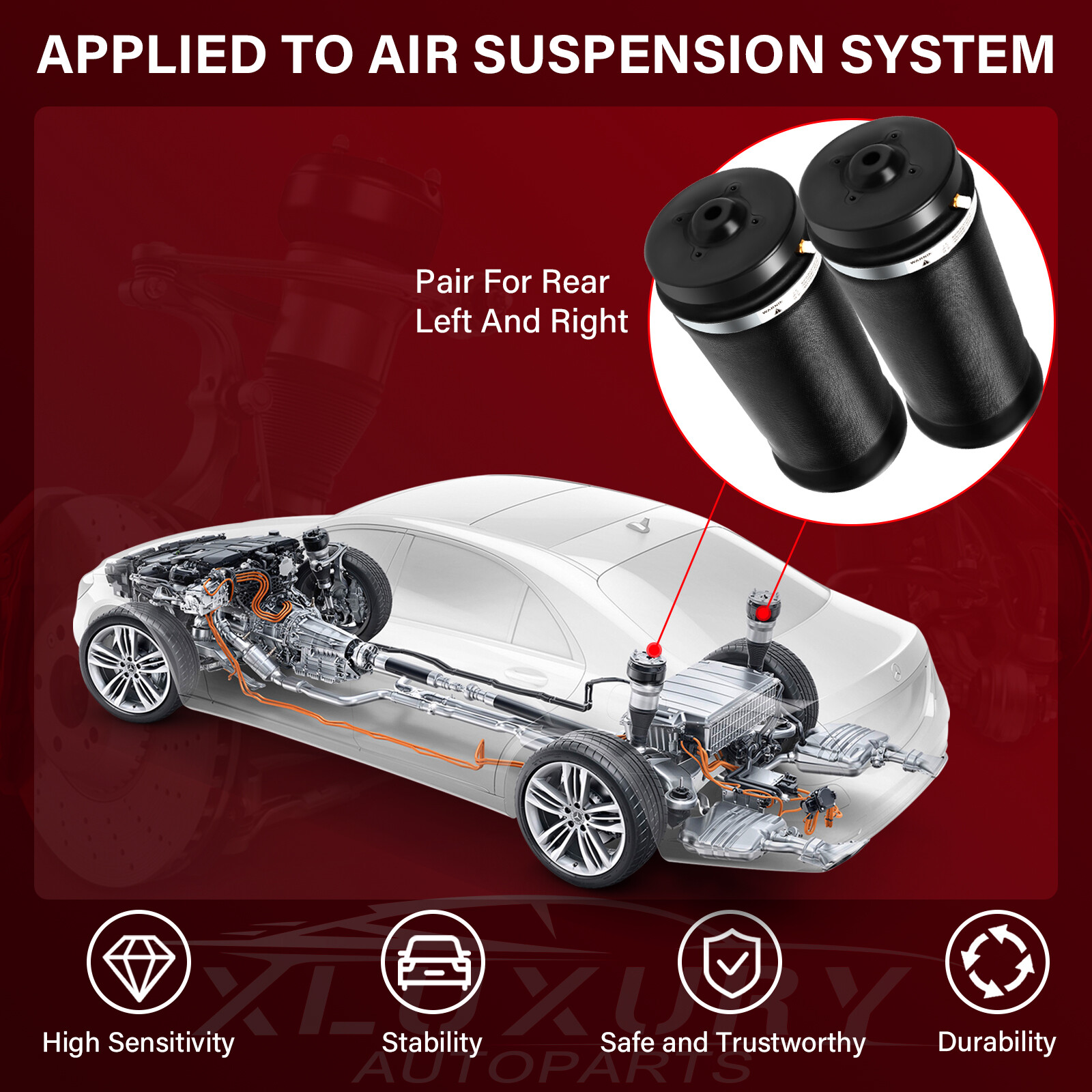 Pair Rear Air Suspension Spring For Mercedes W164 ML350 ML500 X164 ...