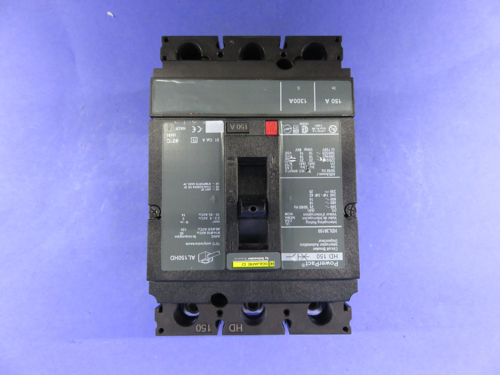 Square D 3 Pole Circuit Breaker 150 A - Black (HDL36150) for sale ...