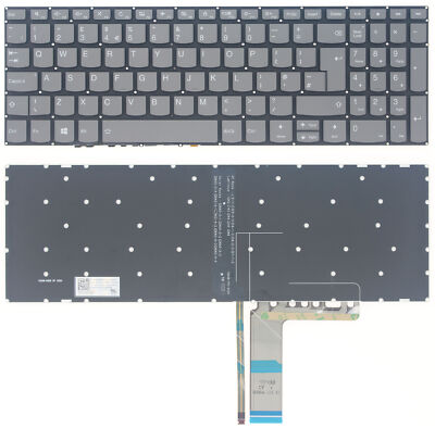 Grey UK Backlit Keyboard For Lenovo ideapad S340-15IML Touch S340-15IWL ...
