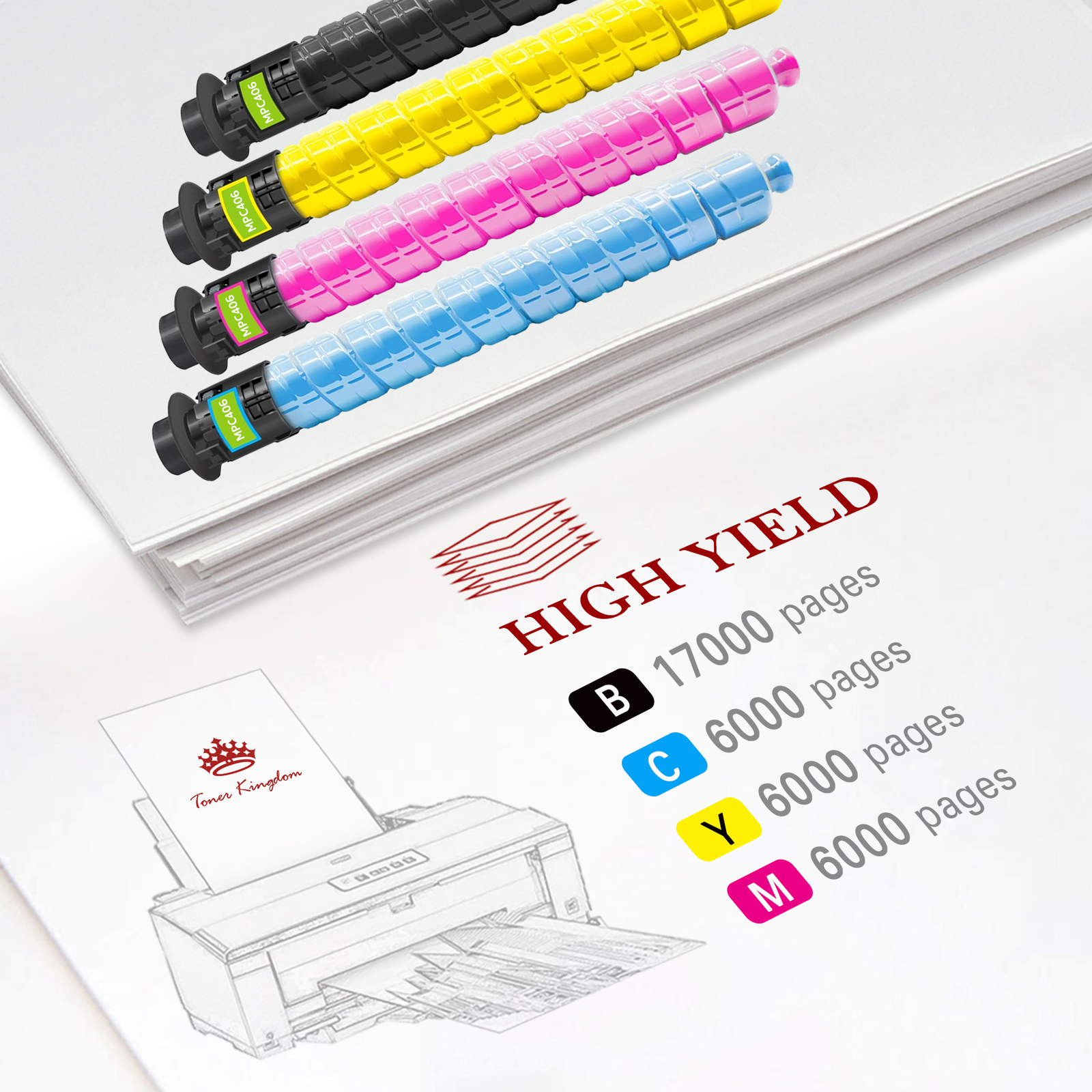 4PK Toner For Ricoh MP C406 C307 C306 MPC406 MPC307 MPC306 Lanier MP ...