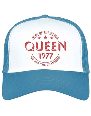 Queen Baseball Cap Champions 77 Band Logo new Official Blue Trucker ...