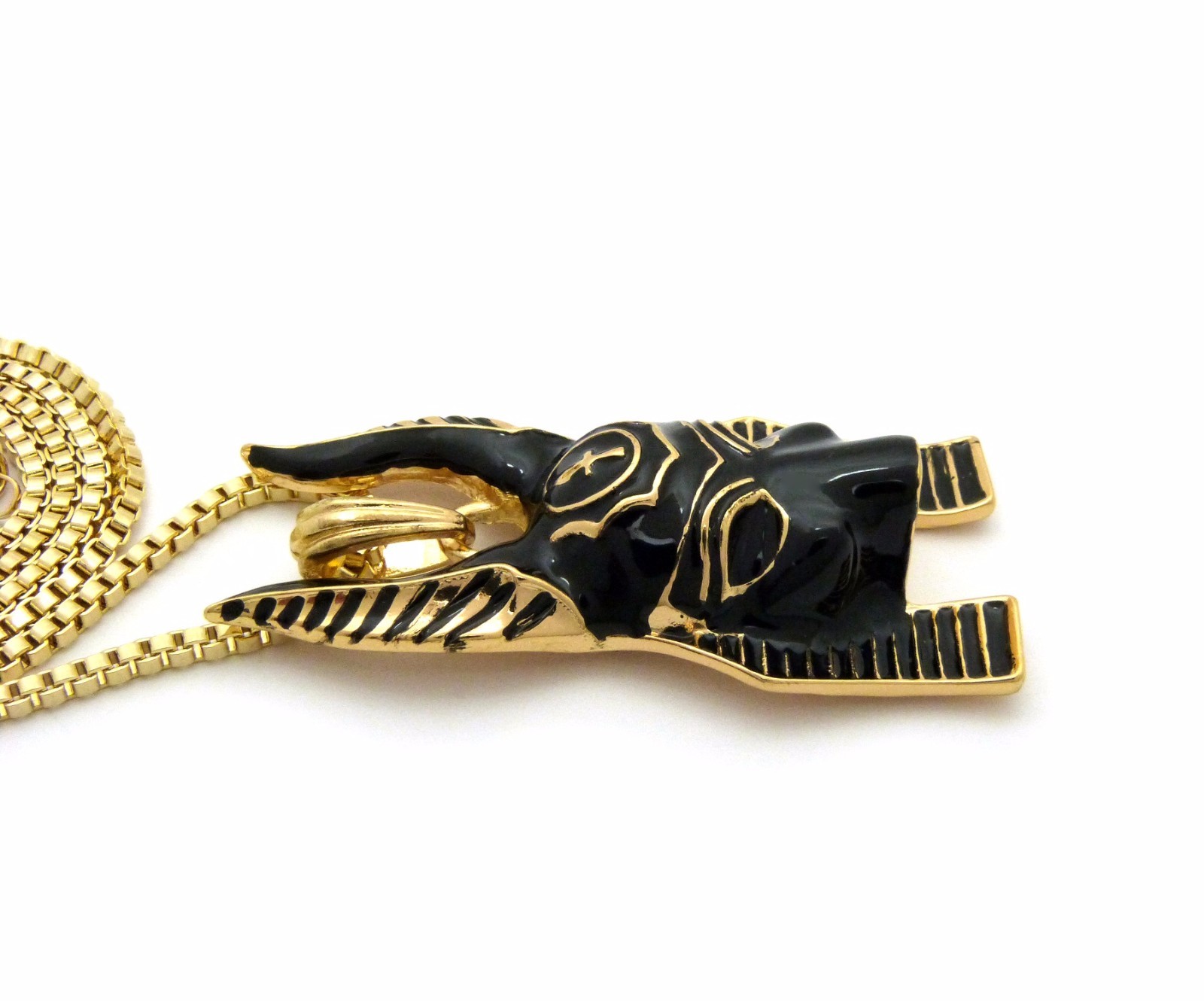 NEW EGYPTIAN ANUBIS HEAD PENDANT & 3mm/24" BOX CHAIN HIP HOP NECKLACES ...