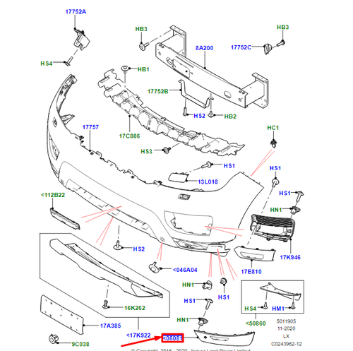 LAND ROVER RANGE ROVER SPORT II L494 Front RH Bumper Insert LR045052 ...