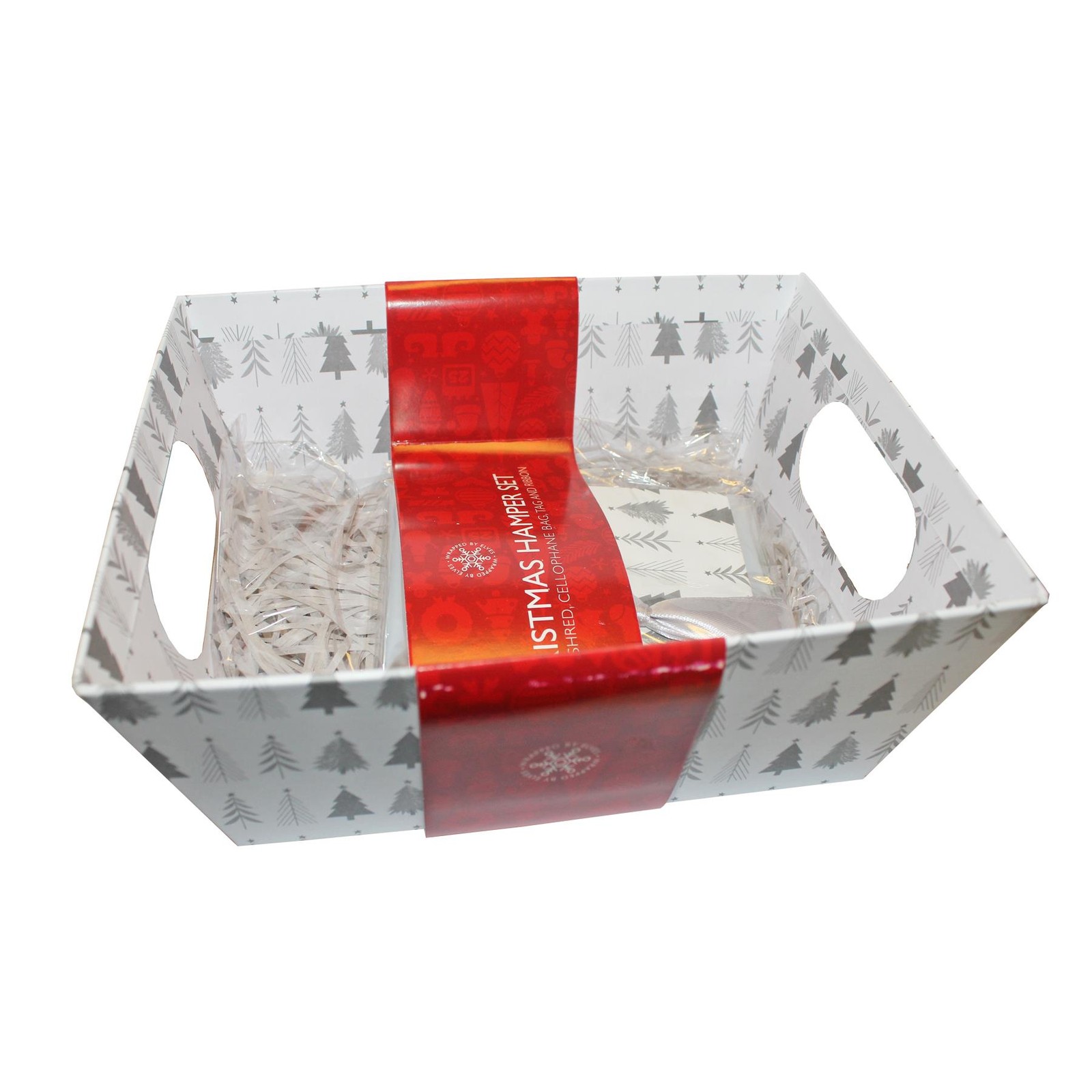 Christmas Hamper Basket Kit Gift Box Filling Bag Ribbon and Tag New ...