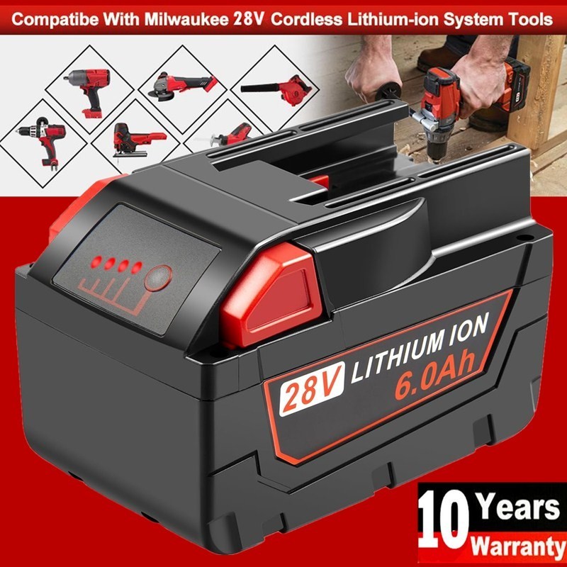 1/2pack 28V 6.0Ah Li-ion Battery For Milwaukee For M28 V28 48-11-2830 ...
