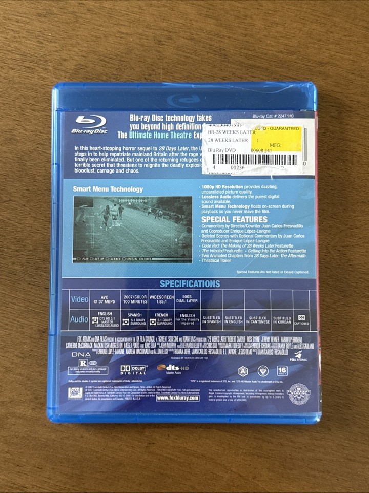 28 Weeks Later (Blu-ray, 2007) Horror Zombie OOP 20th Century Fox ...