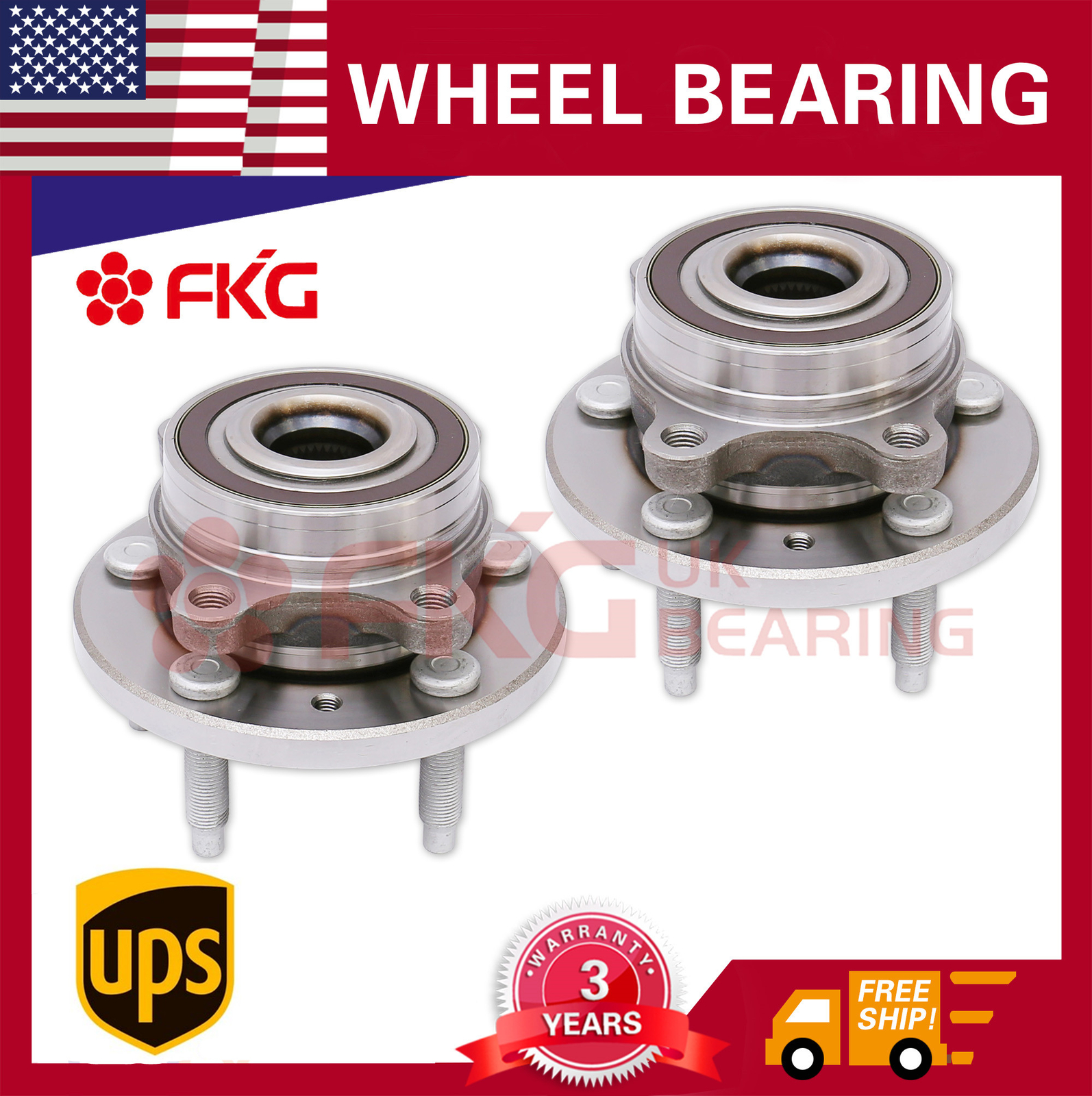 (2）New Front Wheel Hub Bearing For 2010 - 2017 2018 2019 Ford Taurus ...