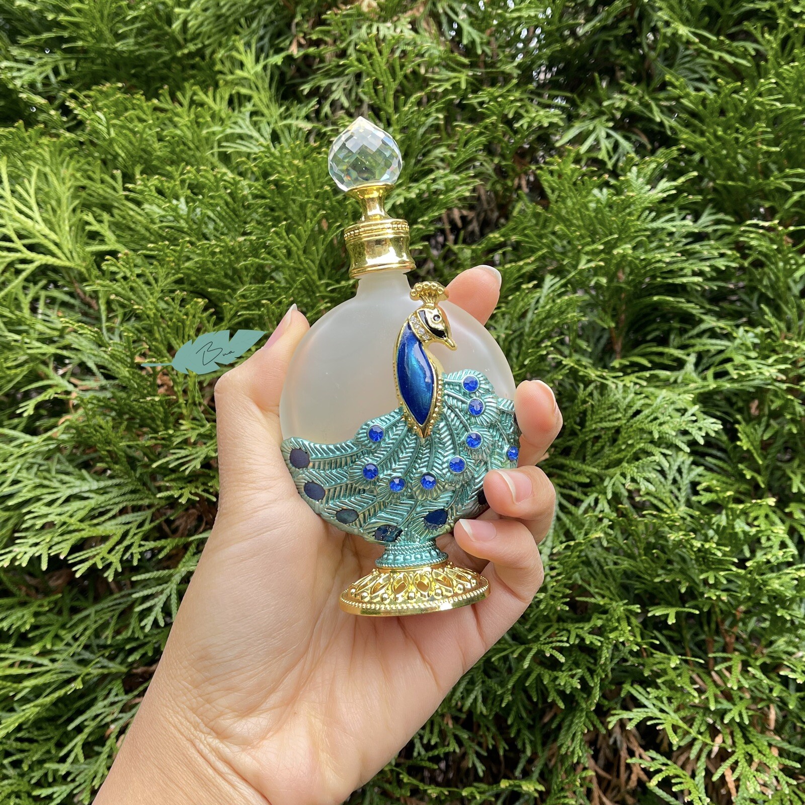 Peacock Feather Vintage-Style Perfume Bottle 30mL In Teal Green | eBay