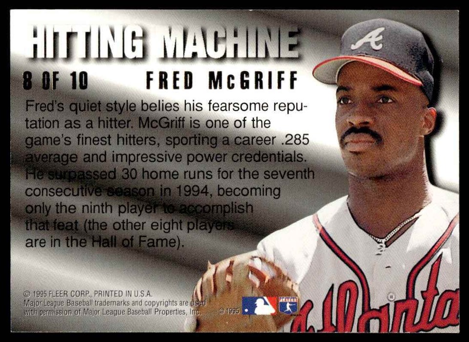1995 Fleer Ultra Hitting Machine Fred McGriff Atlanta Braves #8 | eBay