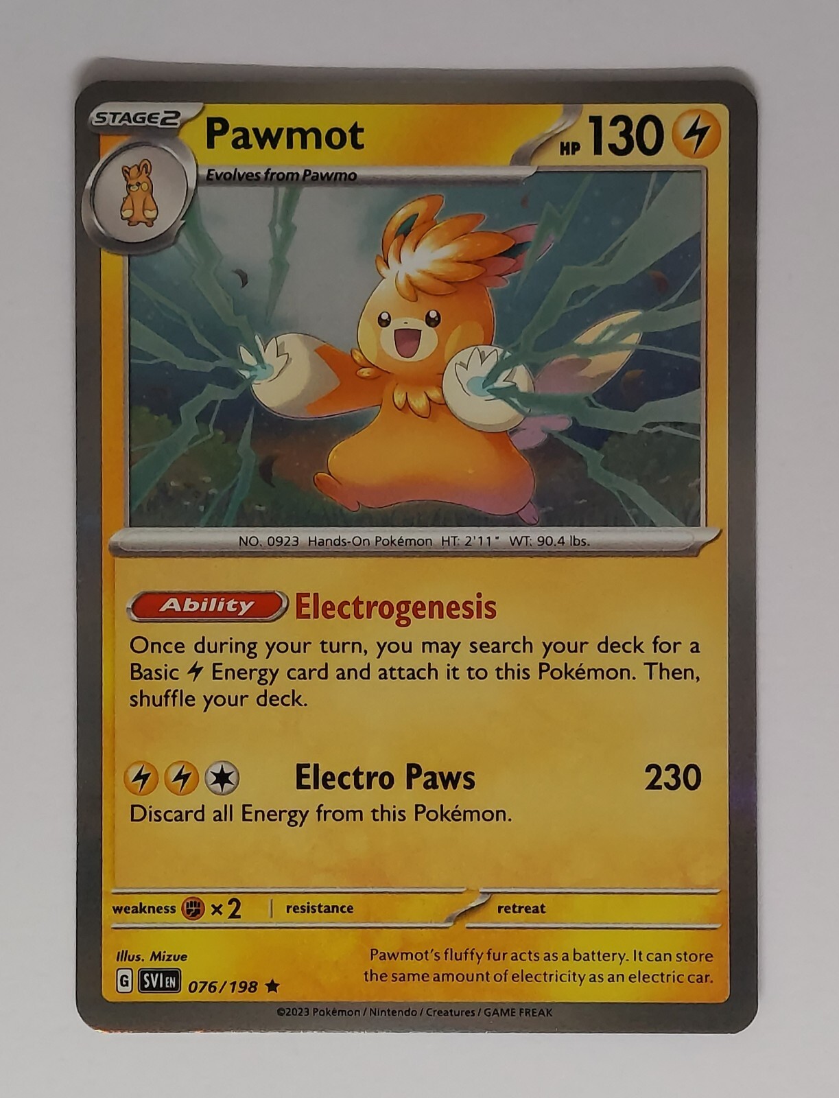 Pokemon TCG Pawmot Holo 076/198 Rare Card Scarlet and Violet Base Set ...